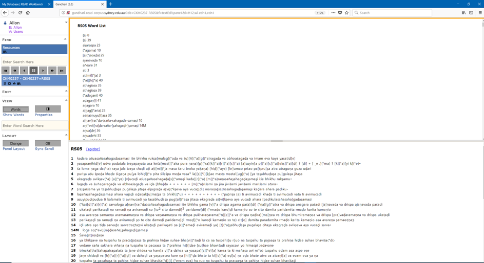 Word List Viewer – READ Features
